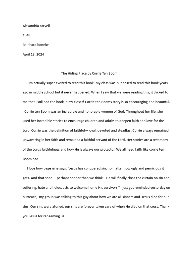 The Hiding Place | PDF | Religious Belief And Doctrine