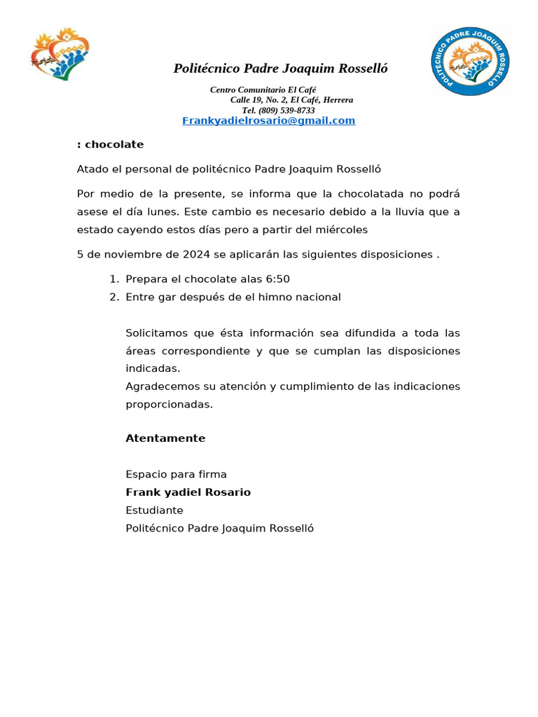 Circular Frank Rosario | PDF