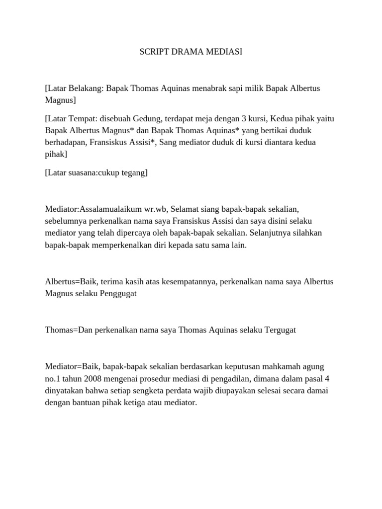 Script Drama Mediasi | PDF