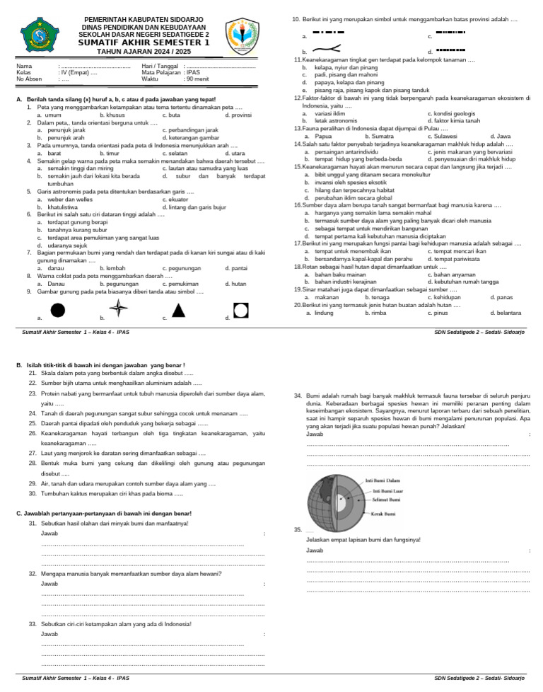 Sas 1 - Ipas Tapel 2024-2025 | PDF