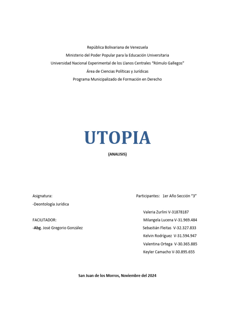 Analisis Utopia | PDF | utopía | Justicia