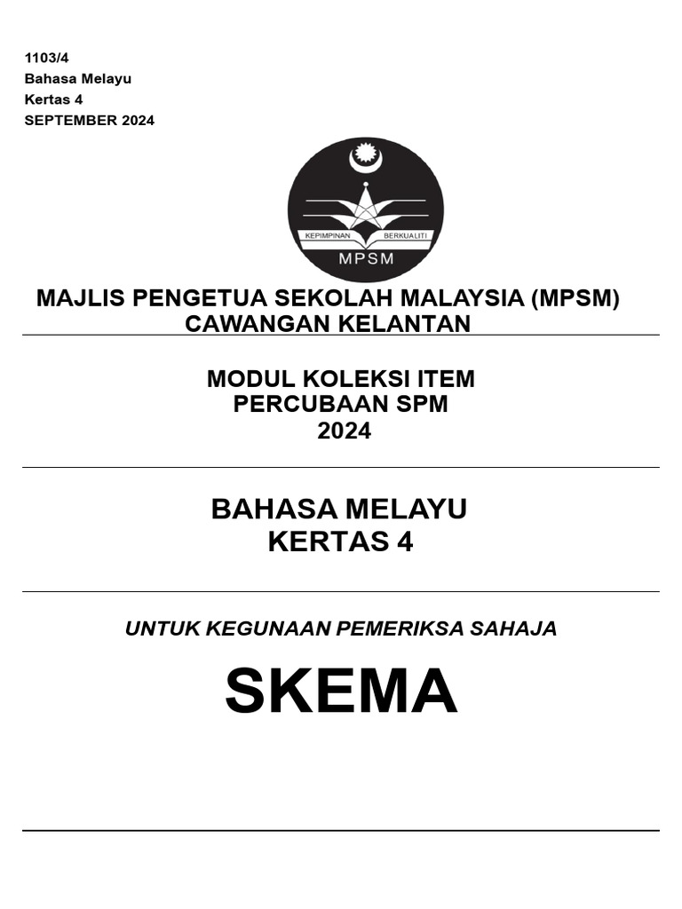 Skema Bahasa Melayu K4 | PDF