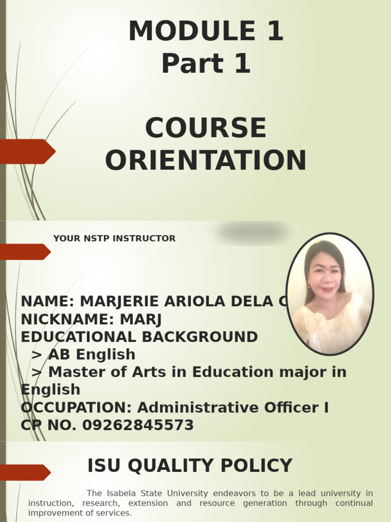 NSTP 1 Course Orientation 2023 2024 | PDF