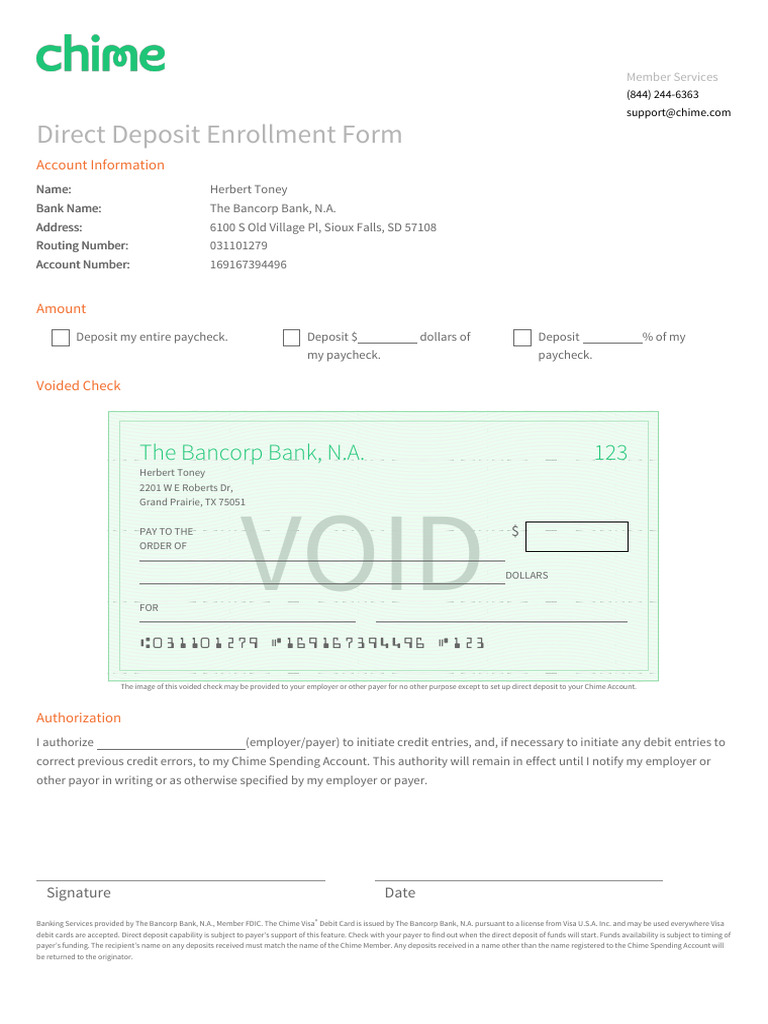 Direct Deposit Info | PDF | Paycheck | Banks