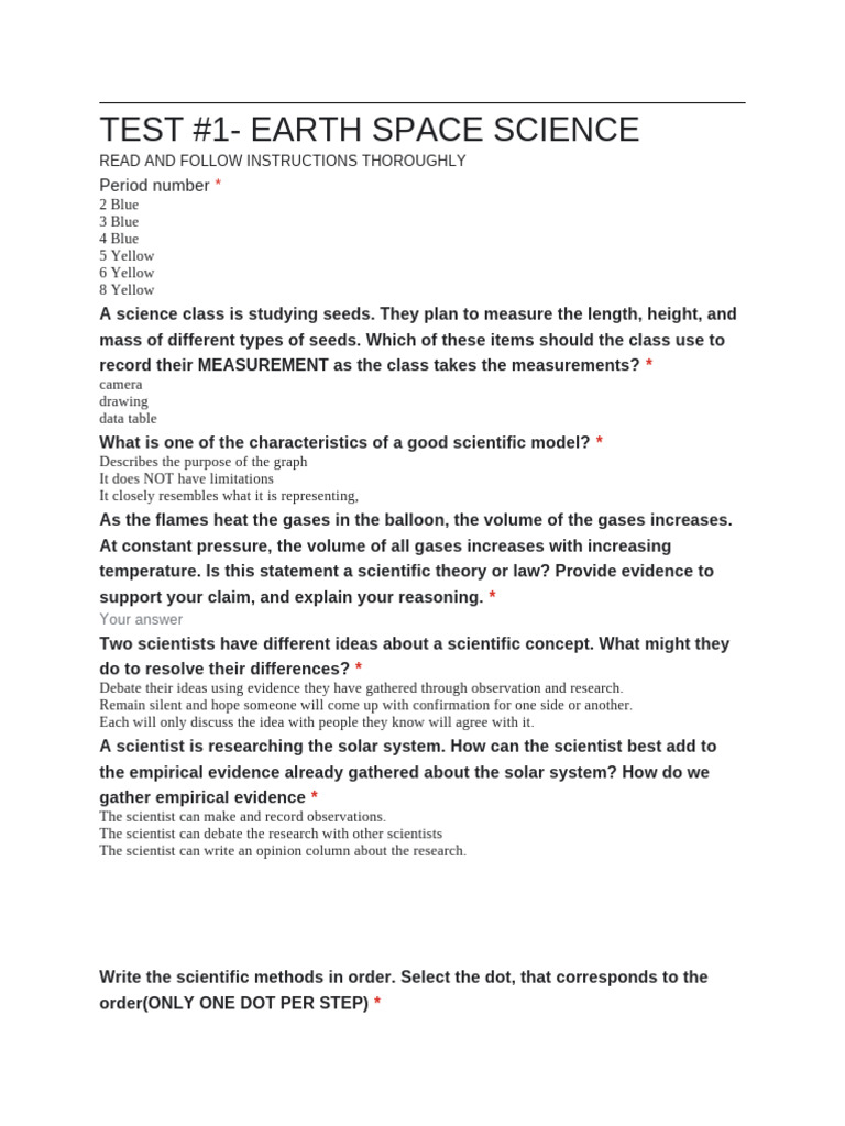 TEST #1 | PDF | Experiment | Evidence