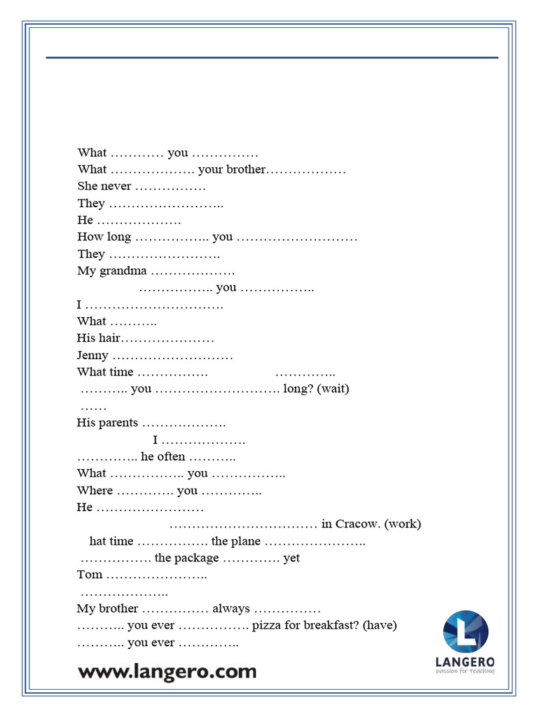 Mixed Present Tenses Exercises | PDF | Grammar | Language Mechanics