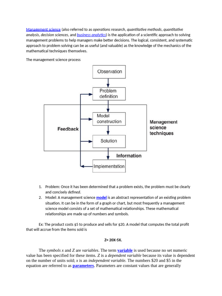 Management Science | PDF | Variable (Mathematics) | Conceptual Model