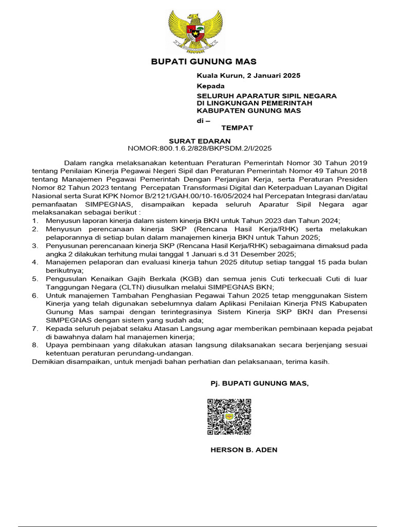 SURAT EDARAN SKP TERBARU | PDF