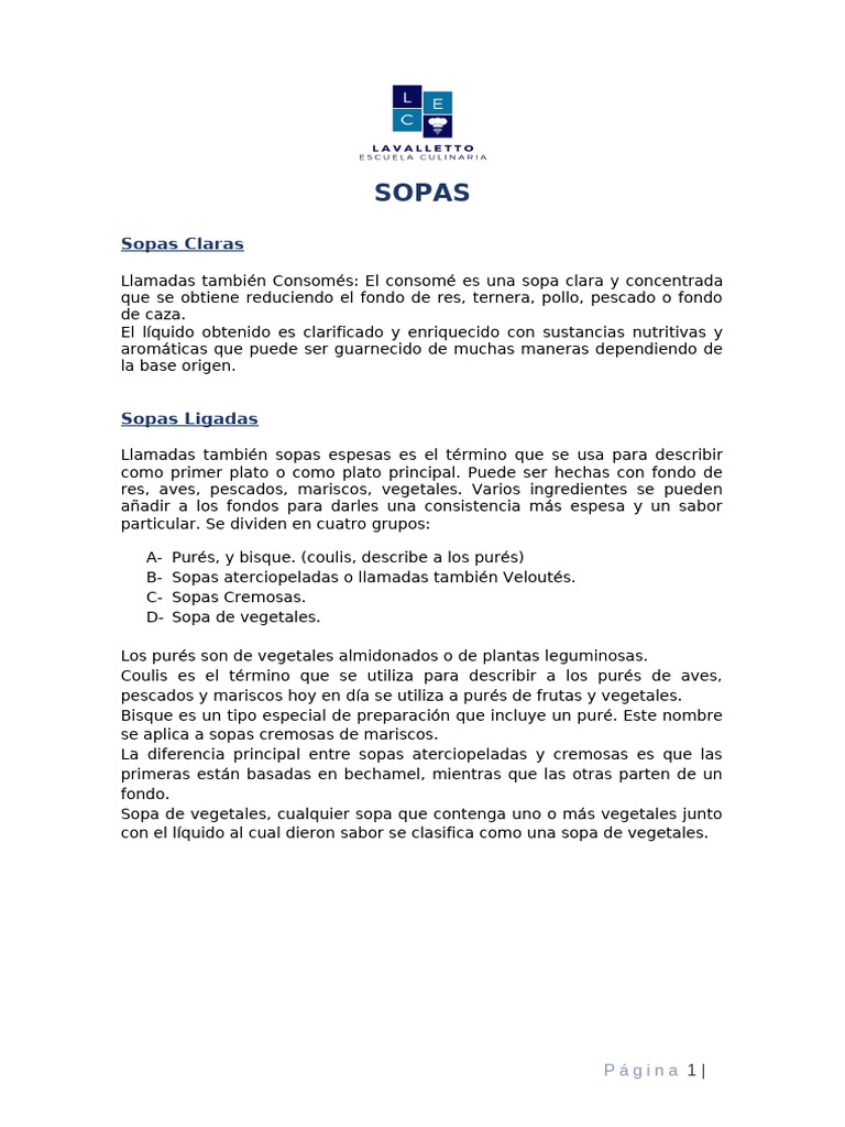 SOPAS | PDF | Sopa | Cocina europea