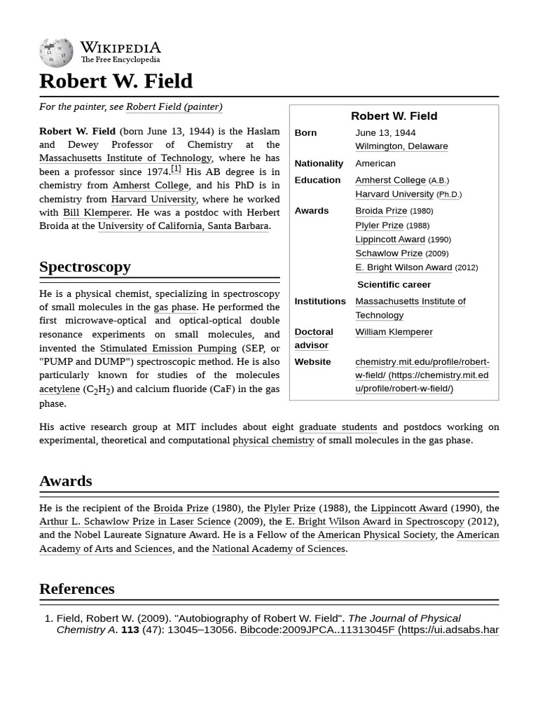 Robert_W._Field | PDF | Optics | Chemical Physics