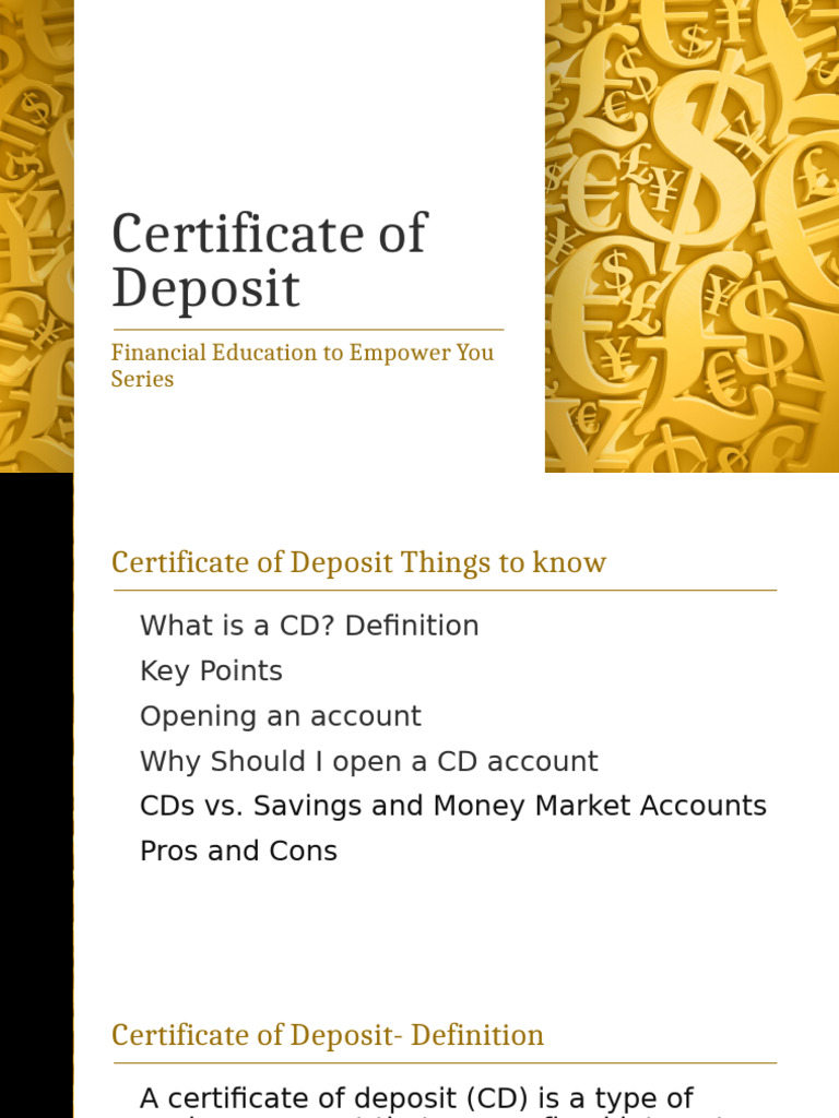 Certificate of Deposit | PDF | Certificate Of Deposit | Money Market Fund