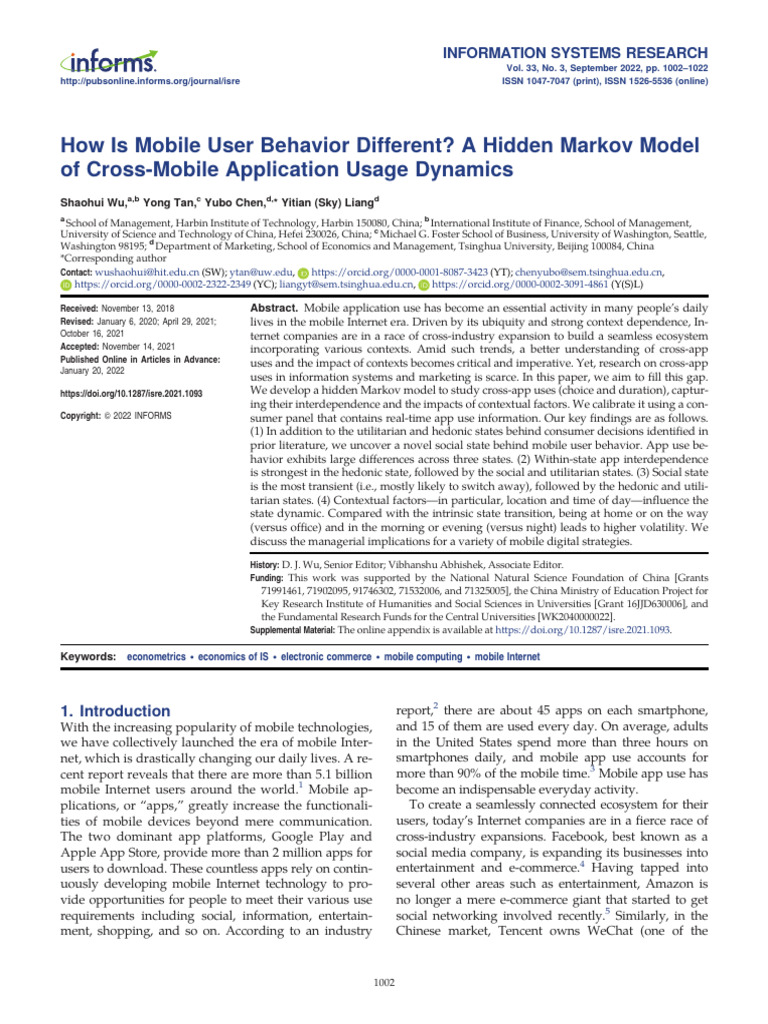 Wu Et Al 2022 How Is Mobile User Behavior Different A Hidden Markov