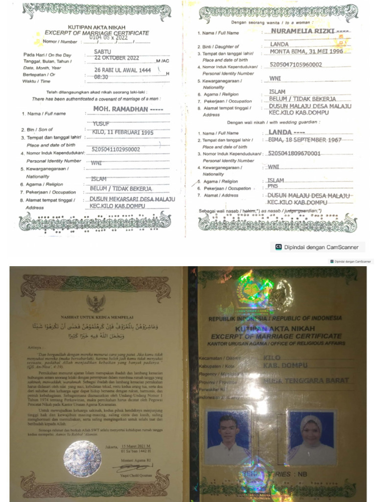 Akta Nikah Moh Ramadhan | PDF