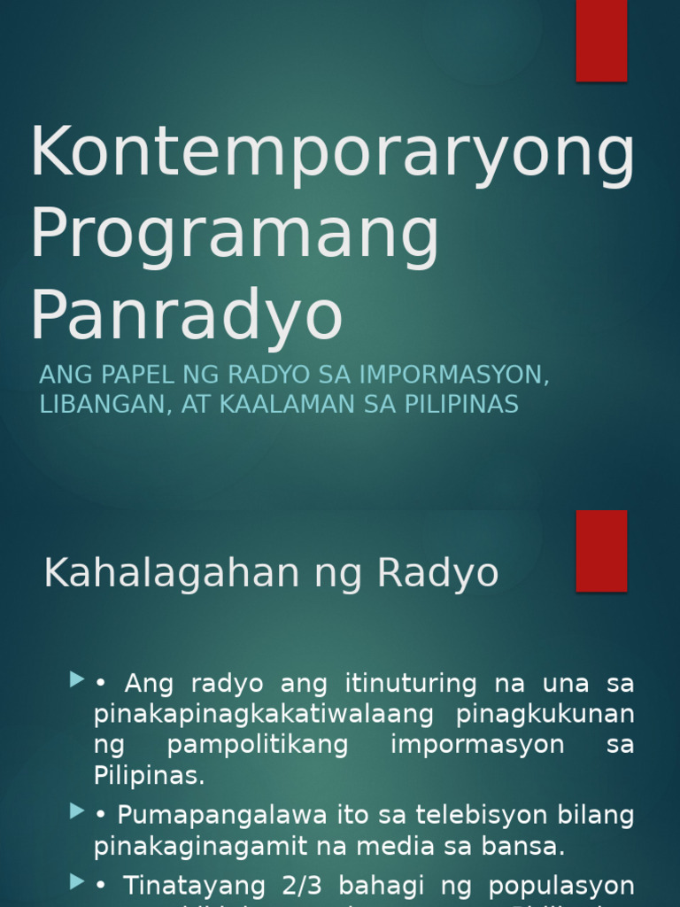 Kontemporaryong Programang Panradyo | PDF
