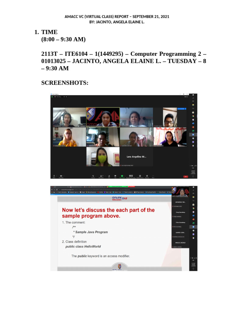 AMACC VC Class Report - Sept 21, 2021 | PDF