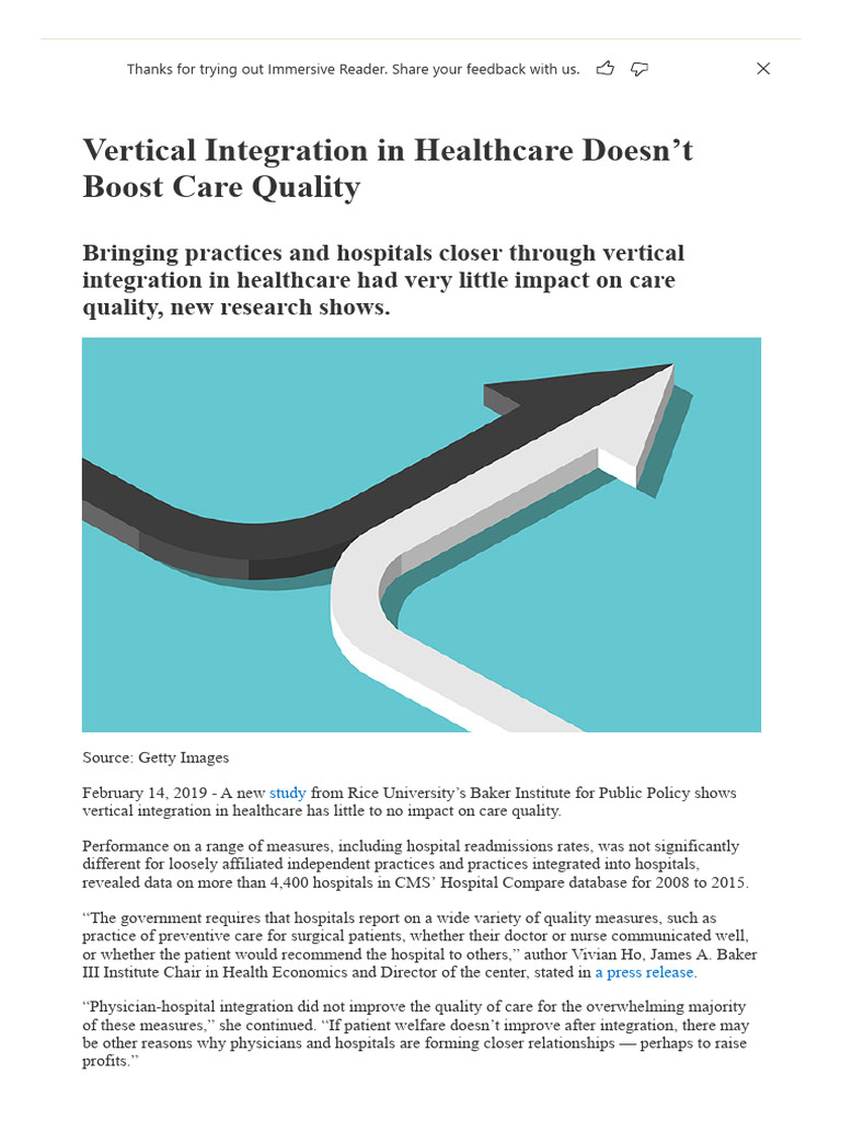 Vertical Integration's Impact on Care Quality | PDF | Health Care ...