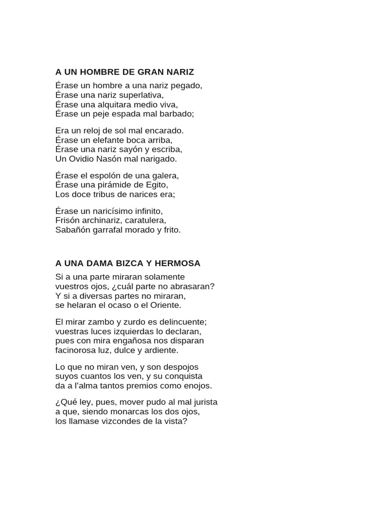 Poemas sobre narices y miradas | PDF