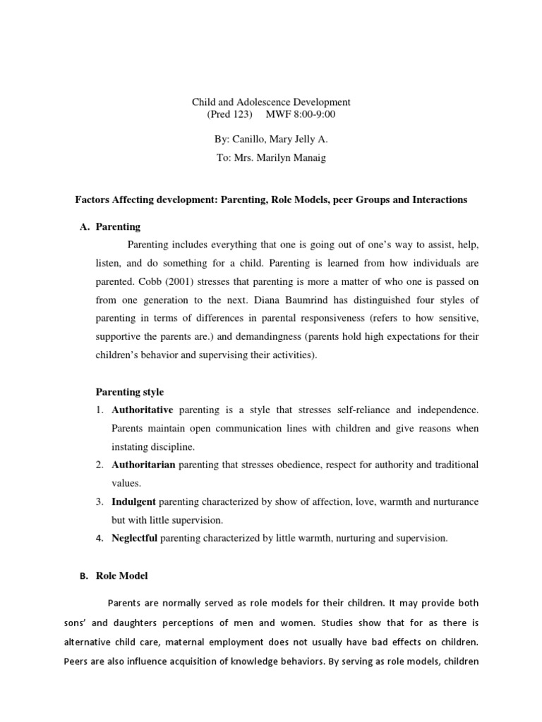 Child and Adolescence Development | PDF | Parenting | Relationships