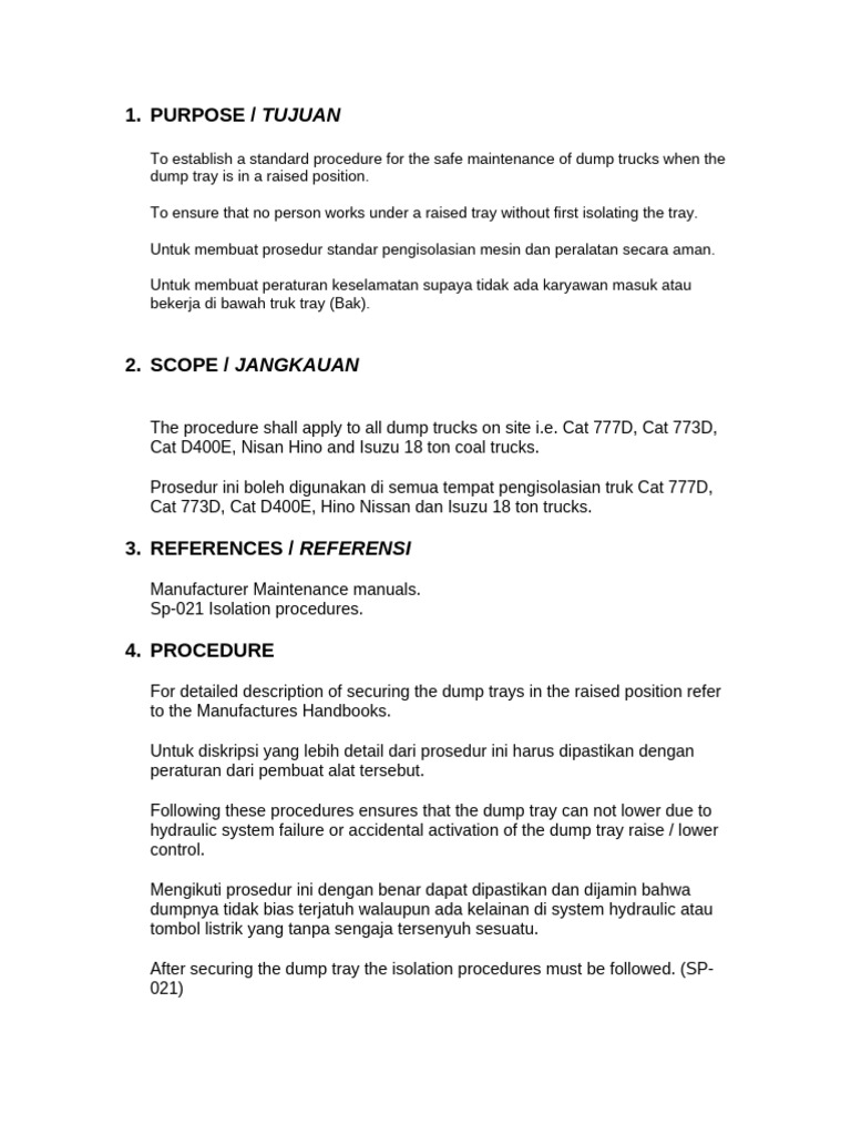 Sop Truck Body Isolation | PDF