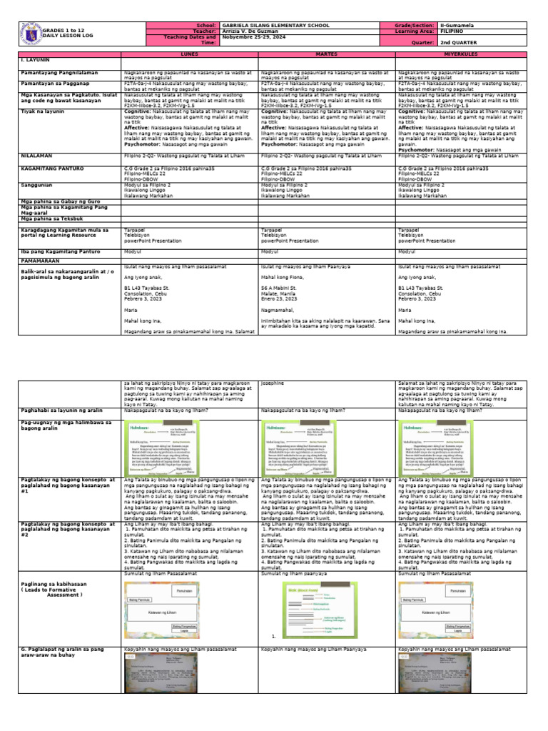 DLL Filipino 2 W9 Q2 | PDF