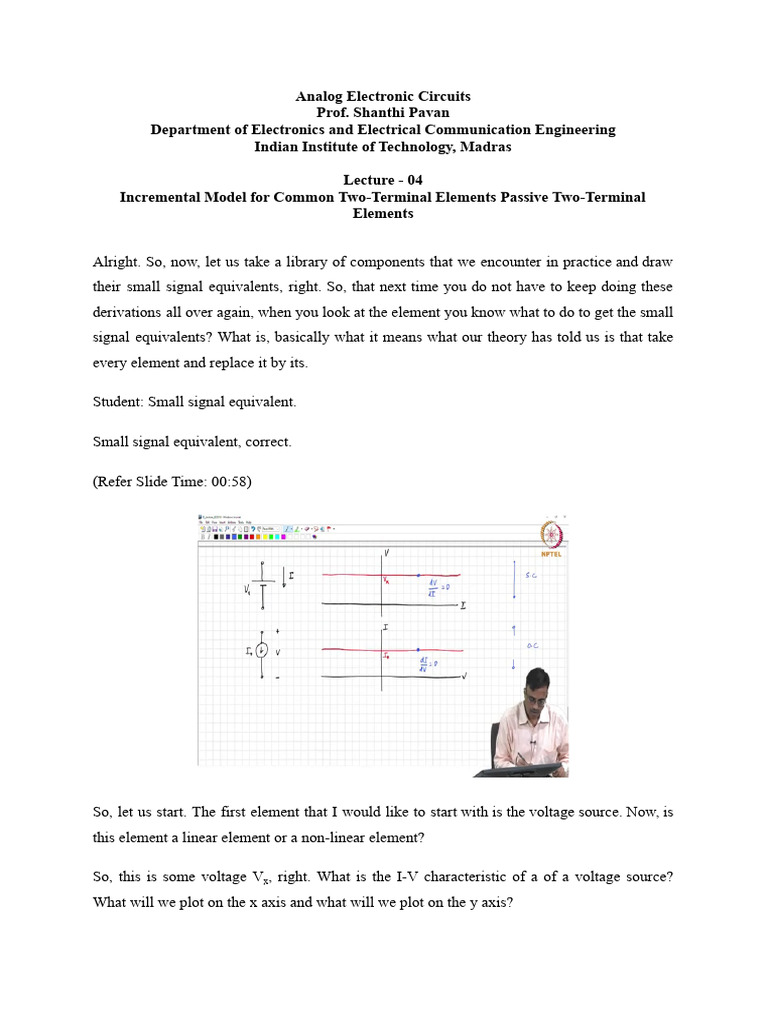 Small Signal Analysis of Nonlinear Network (Analog Electronics Lecture ...