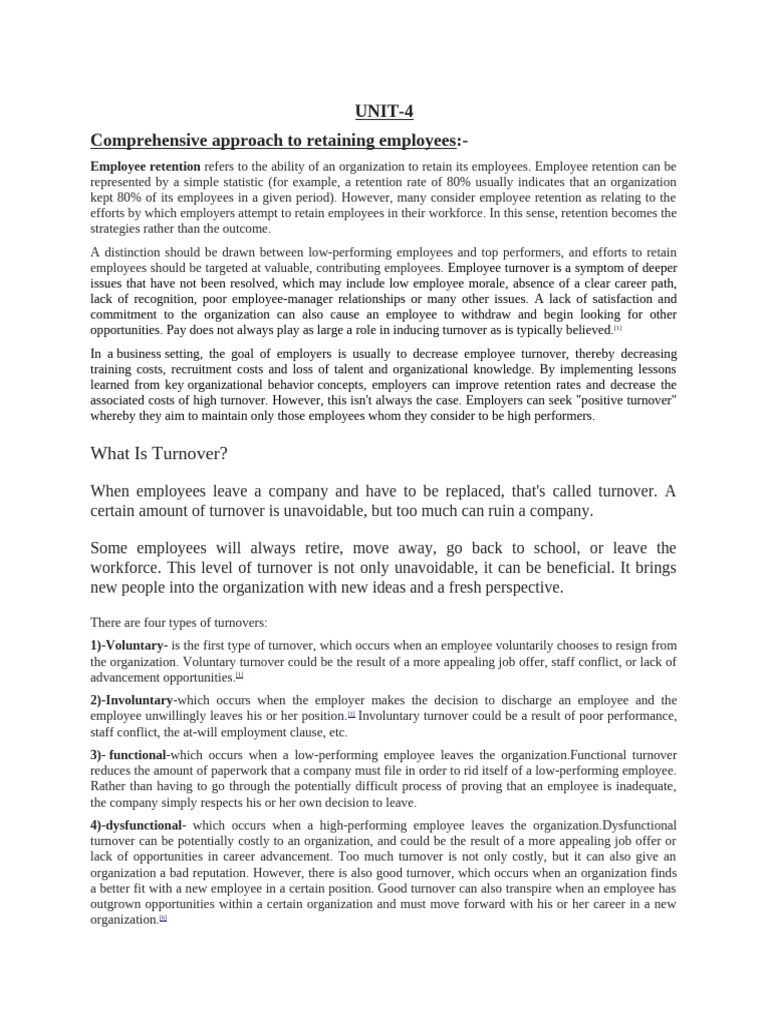 Unit-4 Talent Management | PDF | Employee Retention | Turnover (Employment)