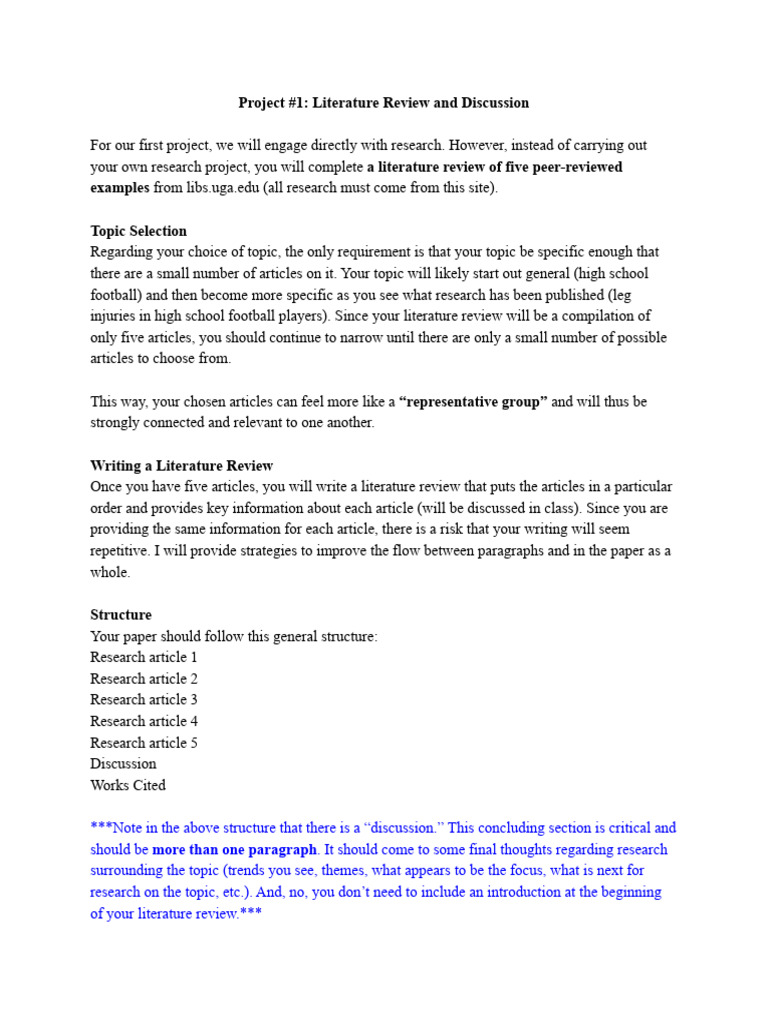 Literature Review Project Guidelines | PDF