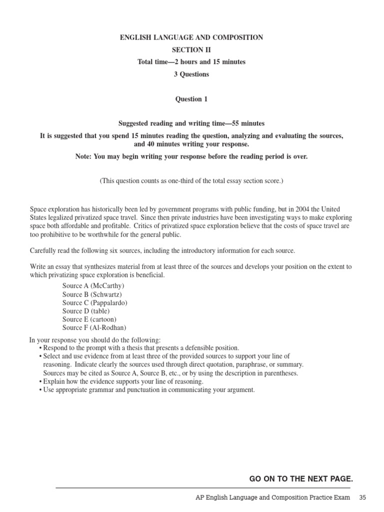 AP LANG Synthesis Essay Practice Exam 2 | PDF | Space X | Nasa