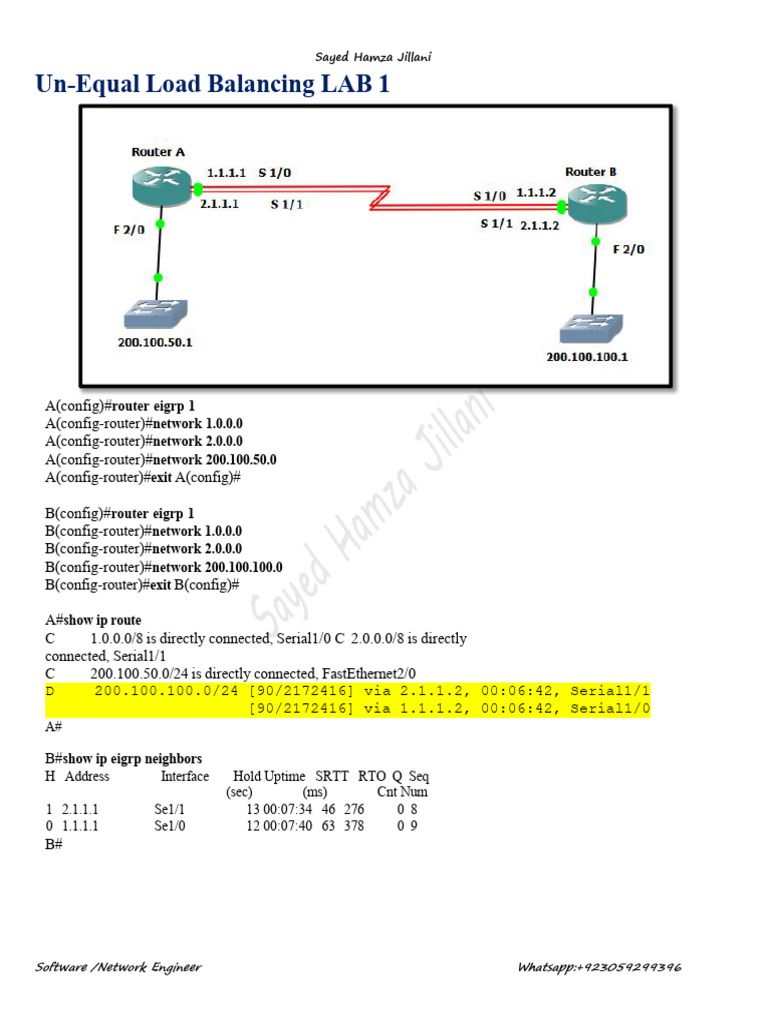 EIGRP Un-Equal Load Balancing Lab Guide | PDF | Computer Engineering | Internet Architecture