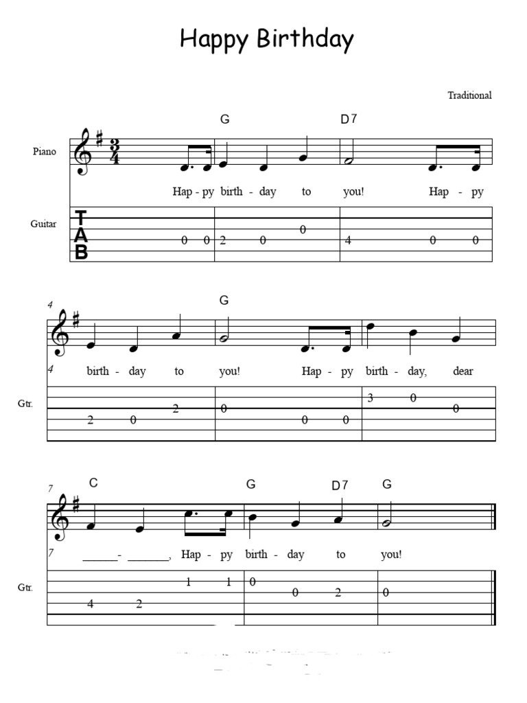 Happy Birthday Guitar G | PDF