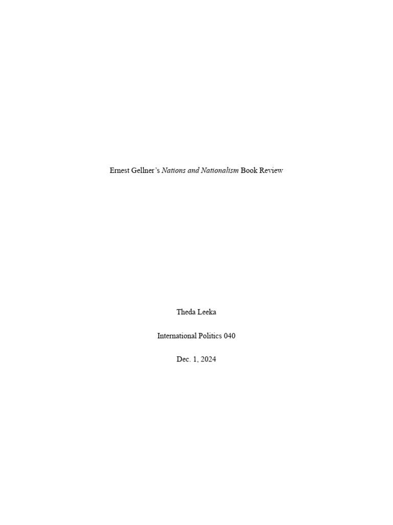 Nations and Nationalism Book Review | PDF | Society | Nationalism