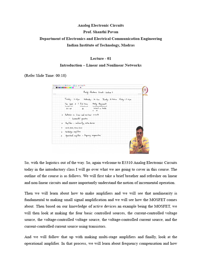 Lec01 | PDF | Electrical Network | Amplifier
