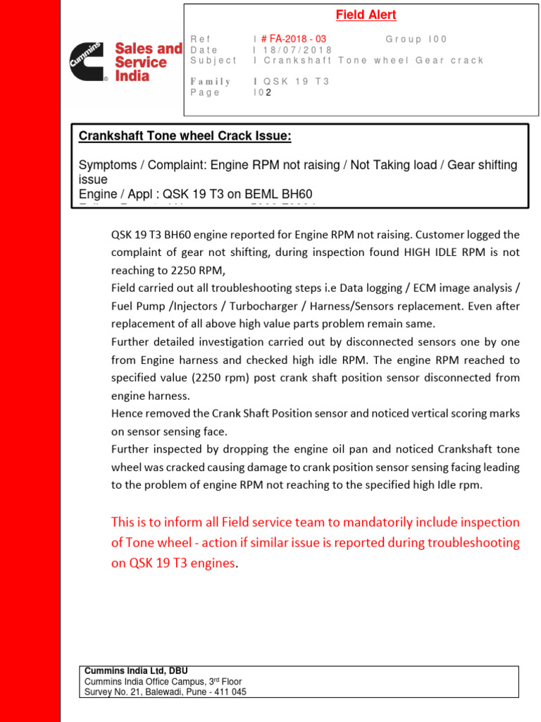 Crankshaft Tone Wheel Crack Alert | PDF | Vehicles | Machines
