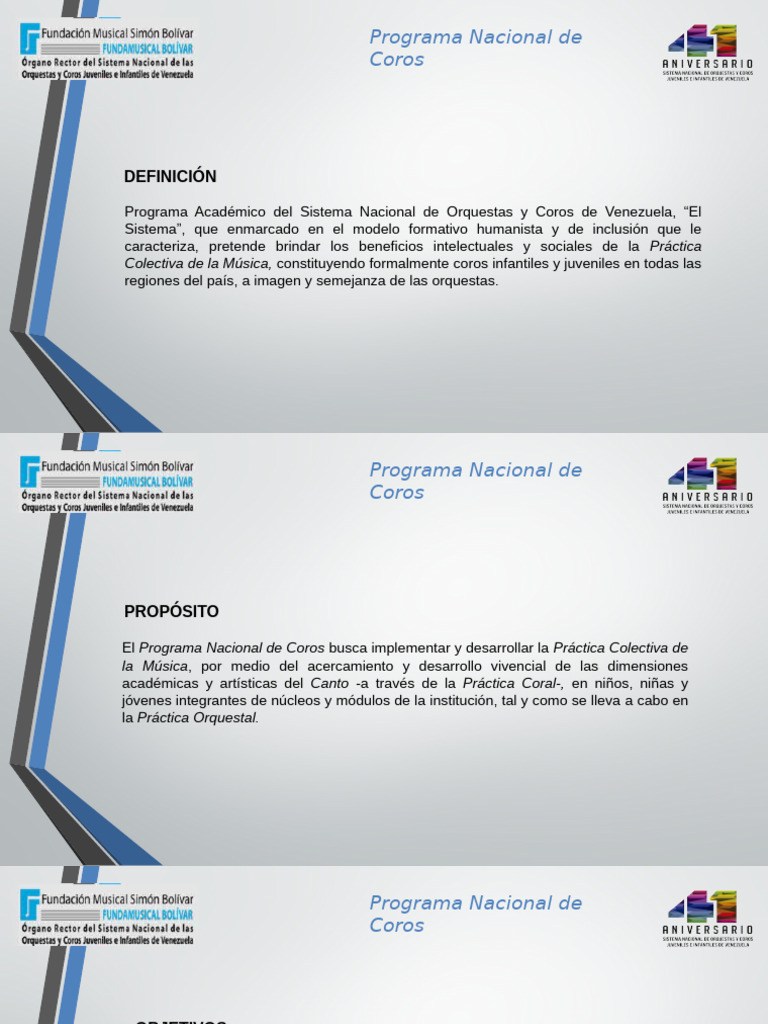 Programa Nacional de Coros (Presentación) | PDF | Coro | Canto