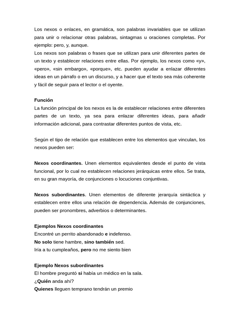 Los Nexos o Enlaces | PDF | Palabra | Verbo
