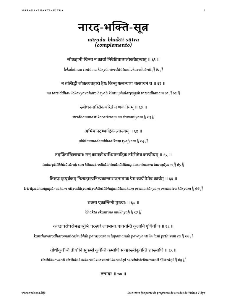 Vishva Vidya Narada Bhakti Sutra v4 Complemento | PDF