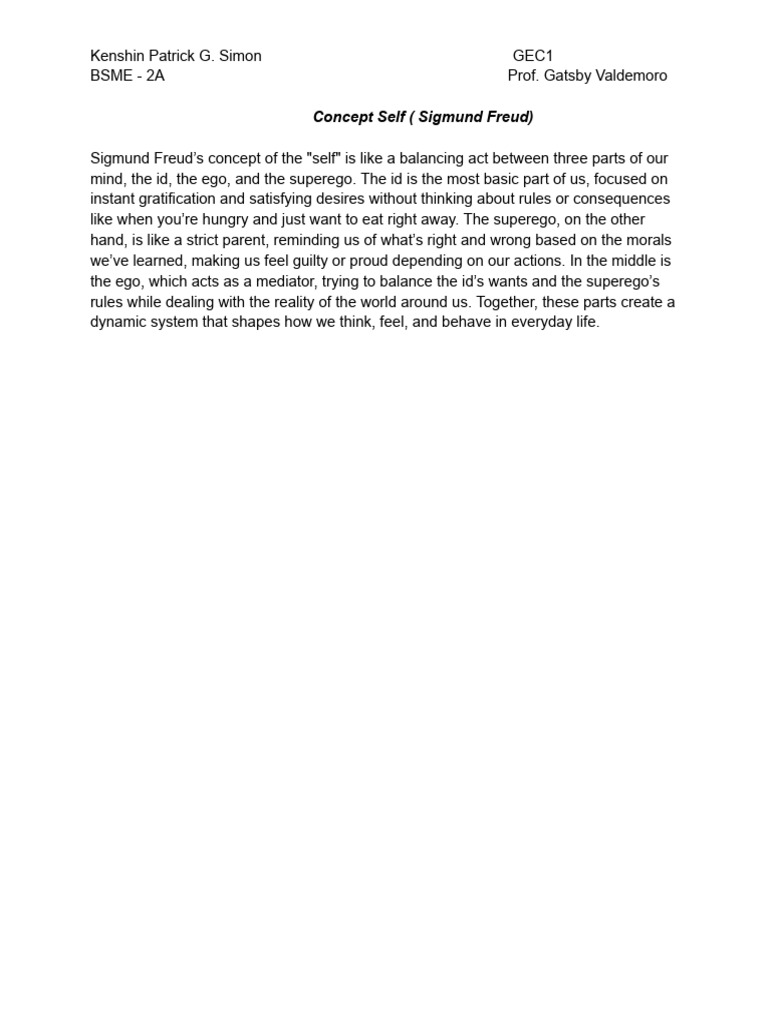 Understanding Freud's Concept of Self | PDF