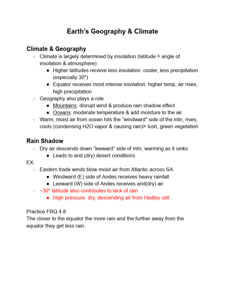 Ap Environmental Science Earth's Geography and Climate | PDF