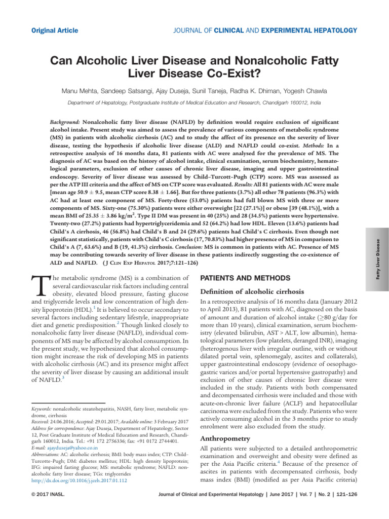 Alcoho Liver Disease Non Alcoho Coexist | PDF | Cirrhosis | Metabolic ...