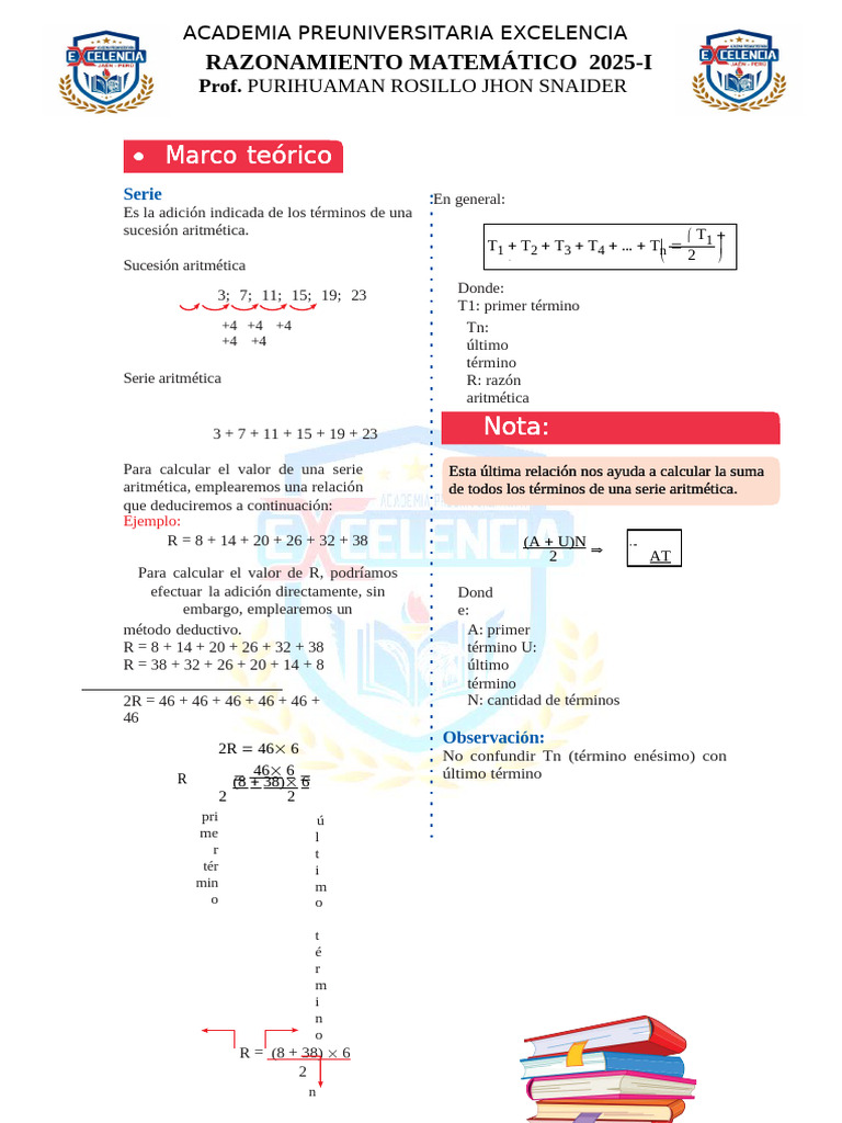 Series y Sumatorias Secundaria (Jhon Snaider Purihuaman Rosillo) | PDF | Suma | Notación