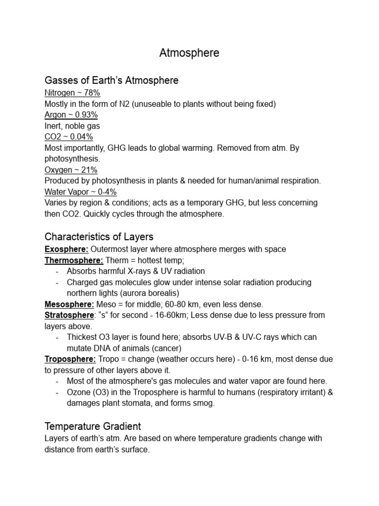 AP Environmental Science Atmosphere | PDF