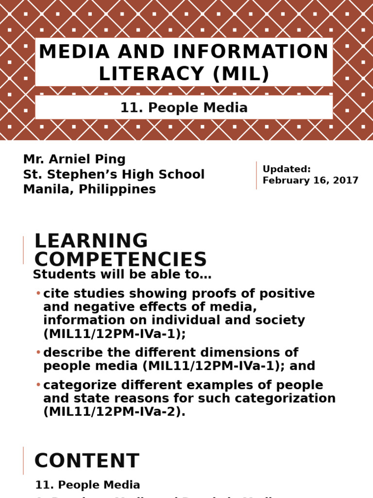 Understanding People Media in MIL | PDF | Human Communication | Cognition