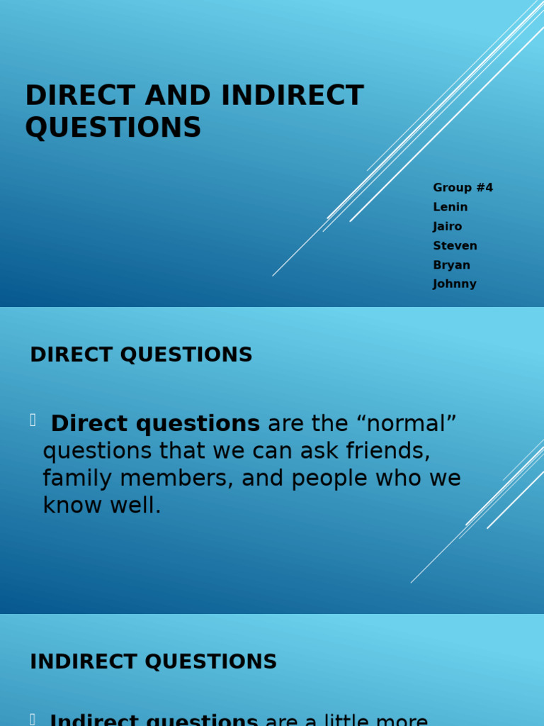 Direct and Indirect Questions | PDF