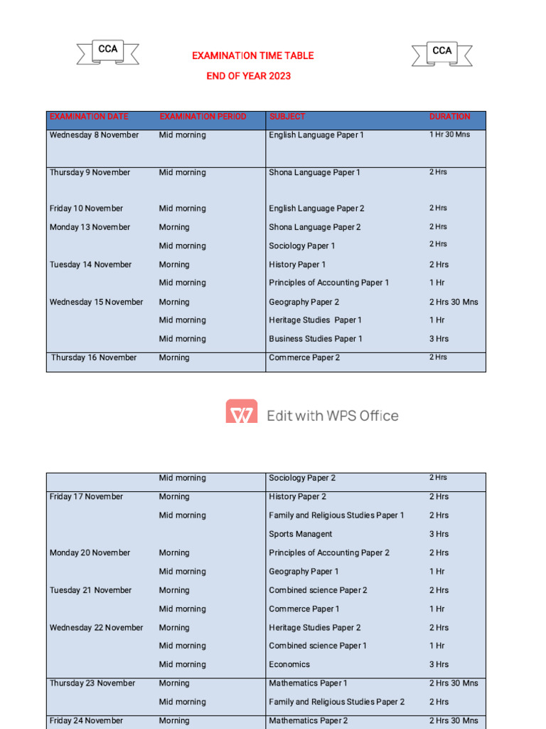 CCA_END_OF_YEAR_TIME_TABLE | PDF