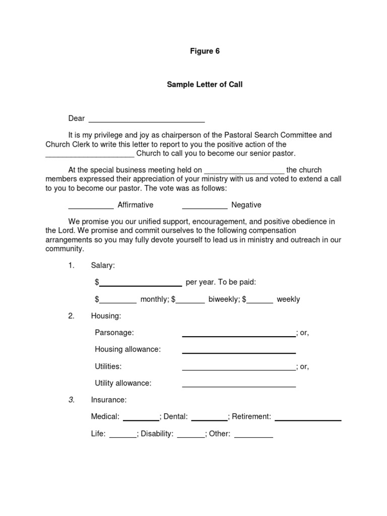 Sample Pastor Call Letter Template | PDF