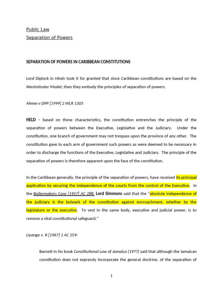 Lect. 5 Concept of Separation of Powers | PDF | Separation Of Powers | Judicial Review