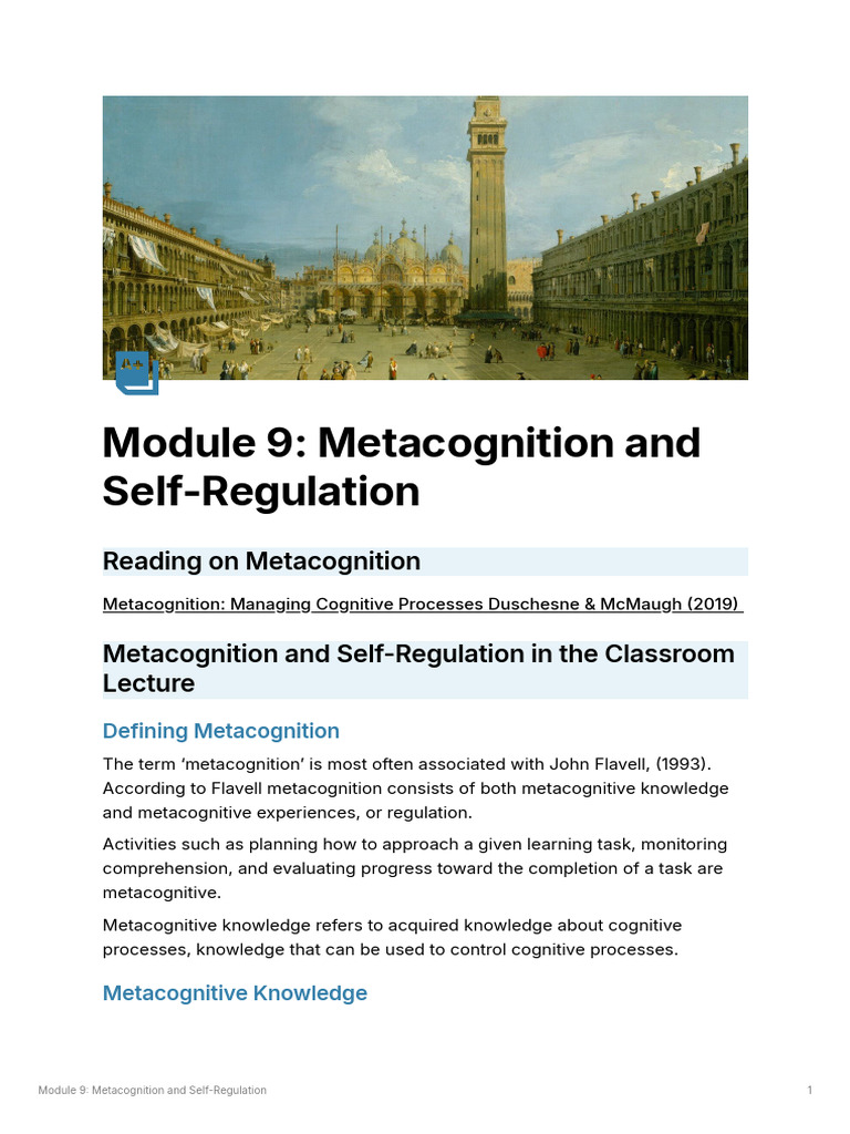 Module 9 Metacognition and Self-Regulation | PDF | Metacognition ...