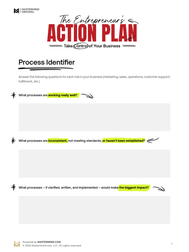 March MMO the Entrepreneurs Action Plan_worksheet_2 | PDF