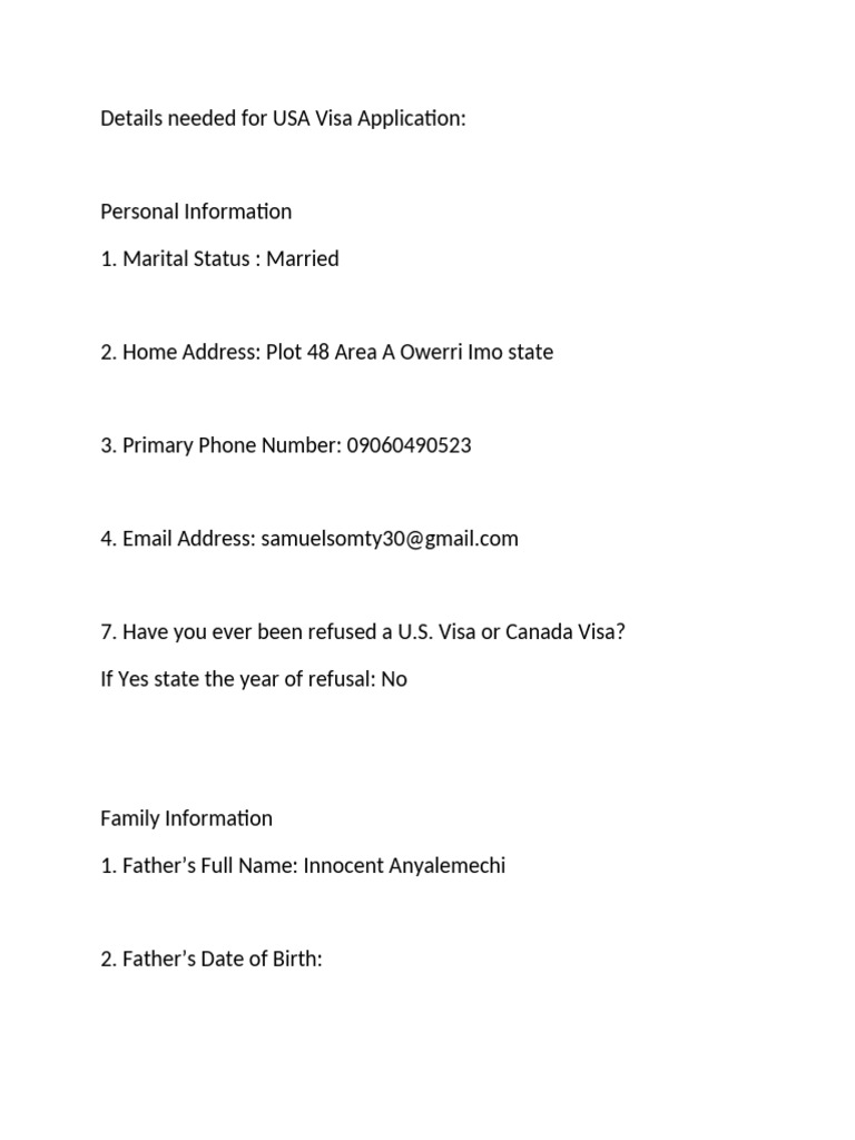 USA Visa Application Details Guide | PDF