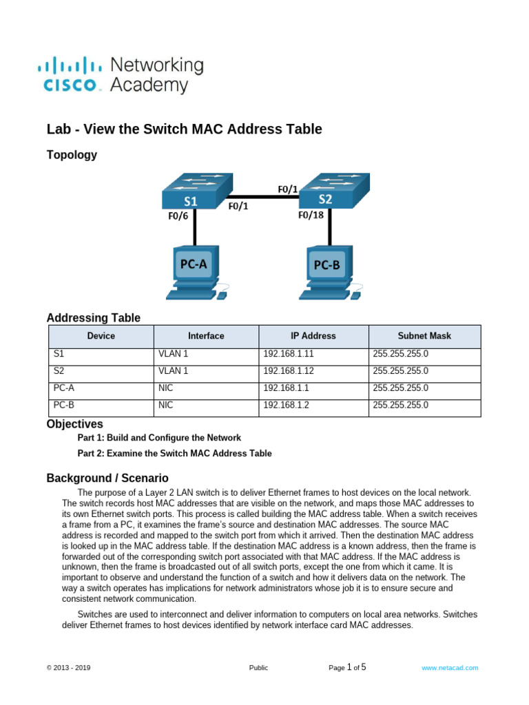 7.3.7 Lab View The Switch Mac Address Table 1 | PDF | Network Switch | Computer Network
